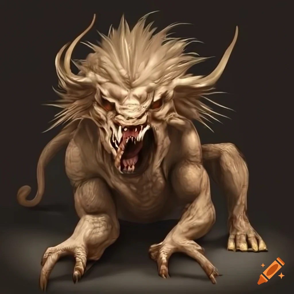 Chimera with human and dragon heads on Craiyon