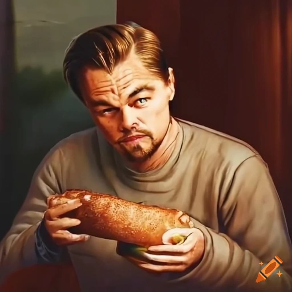 Leonardo dicaprio enjoying a sandwich on Craiyon