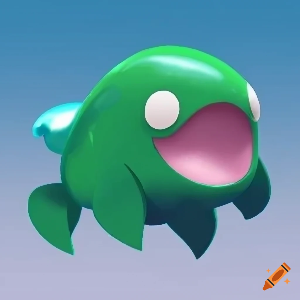 Zombie blob-fish water fakemon in 3d pokemon style on Craiyon