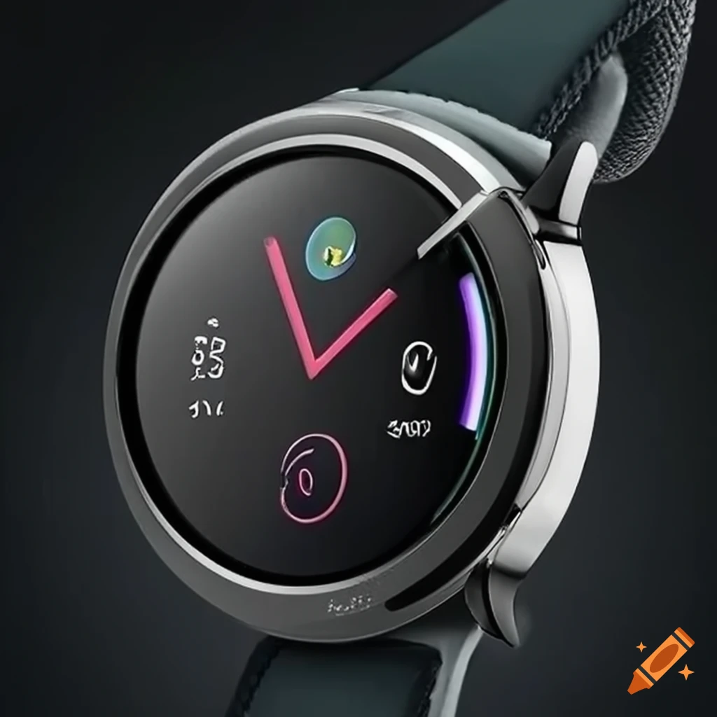 Futuristic smartwatch with touchscreen and SIM card capability on Craiyon
