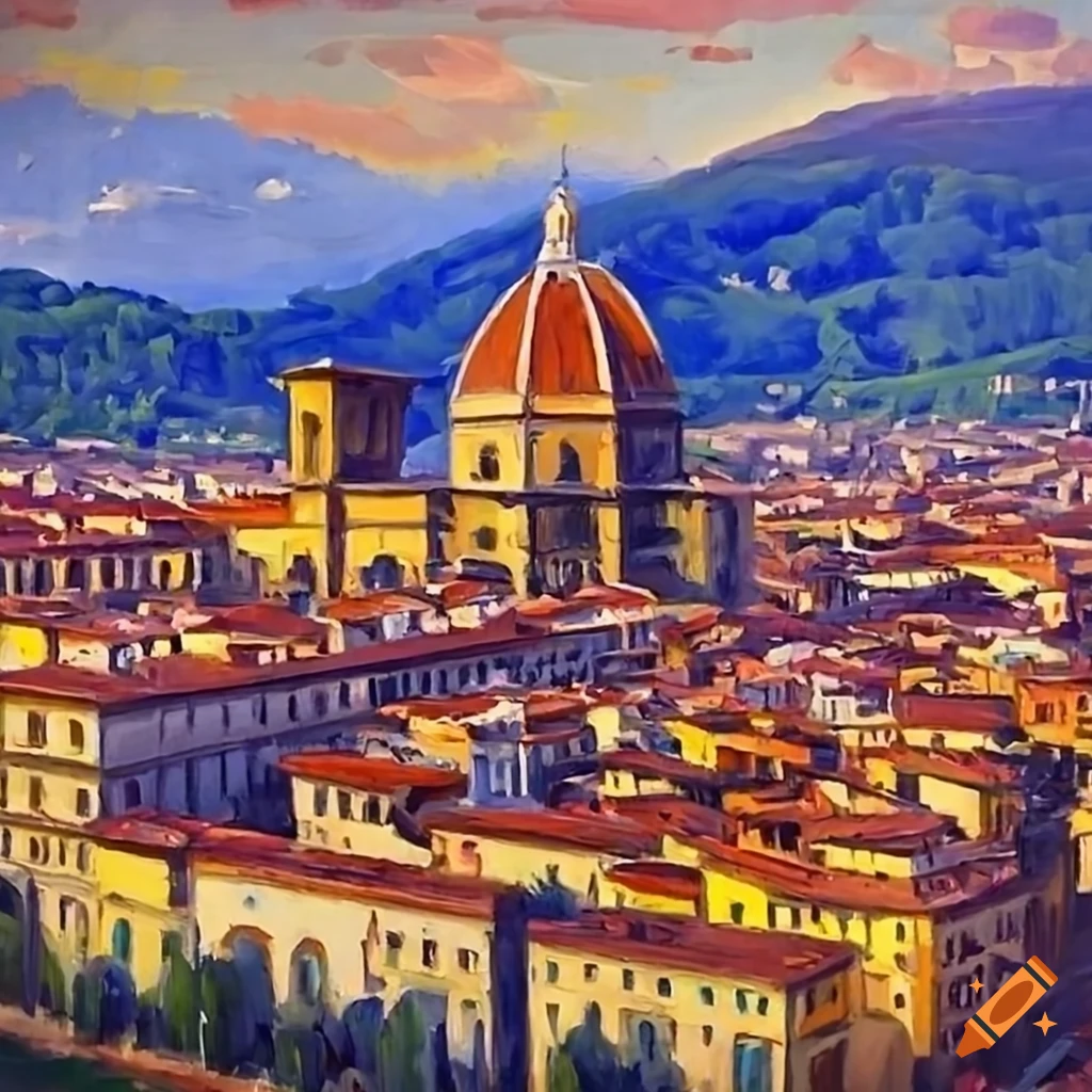 Oil painting of historical florence cityscape in italy on Craiyon