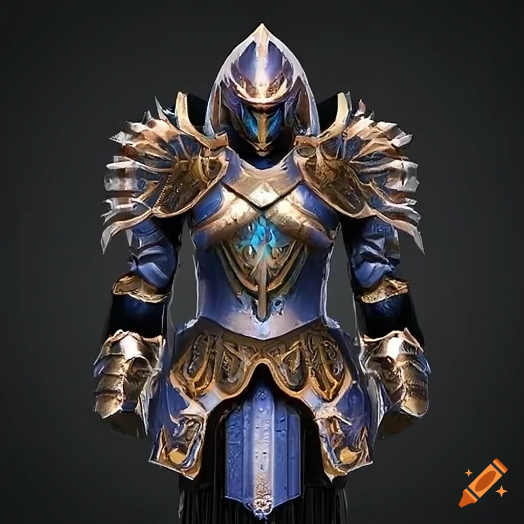 Front view of adorned magic armor on Craiyon