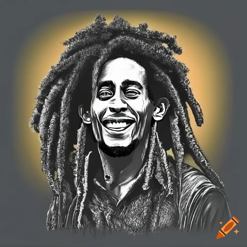 Bob Marley smiling T-shirt design on Craiyon