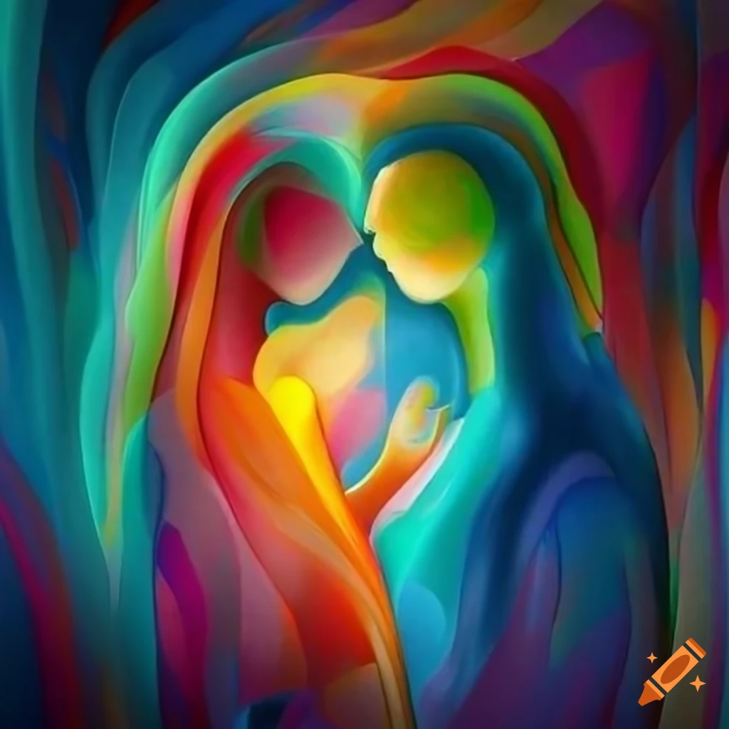 Abstract representation of mother and child on Craiyon