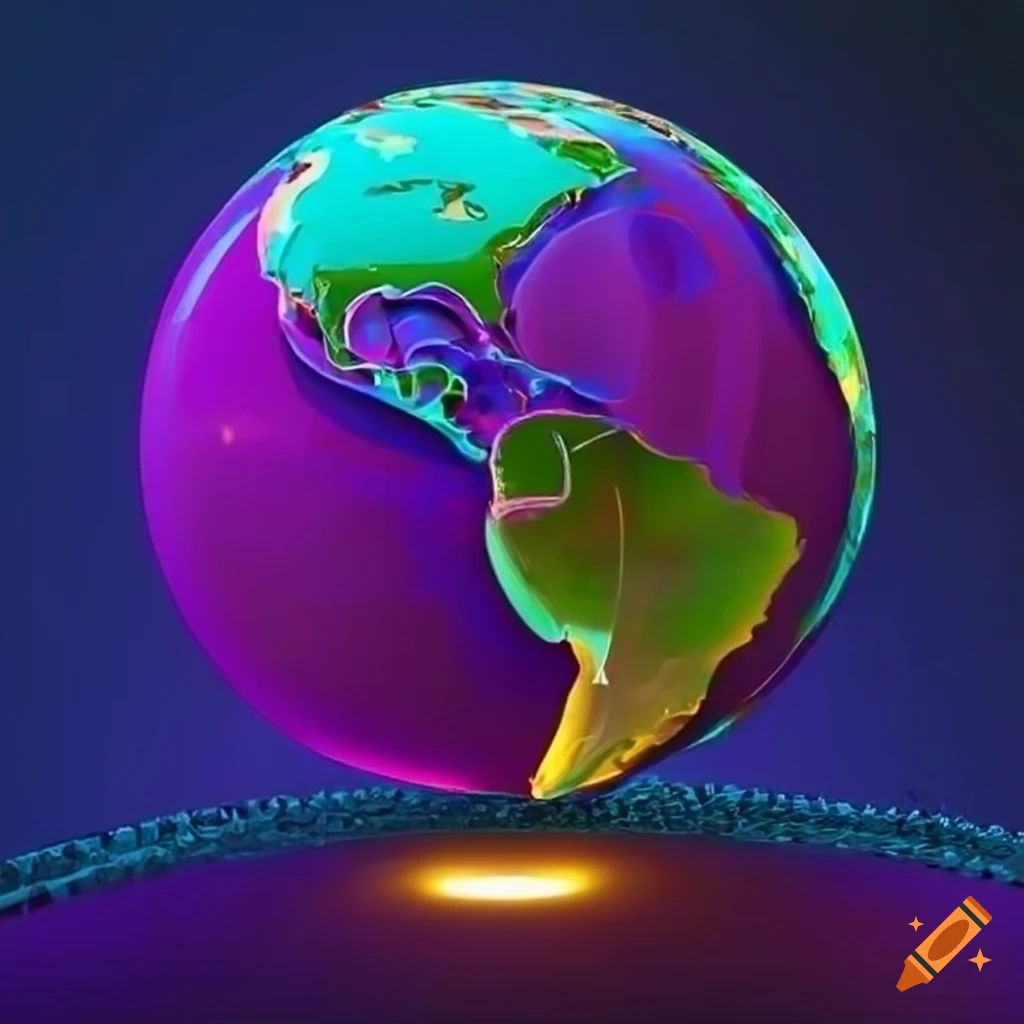 Vibrant neon-colored abstract globe in futuristic design on Craiyon
