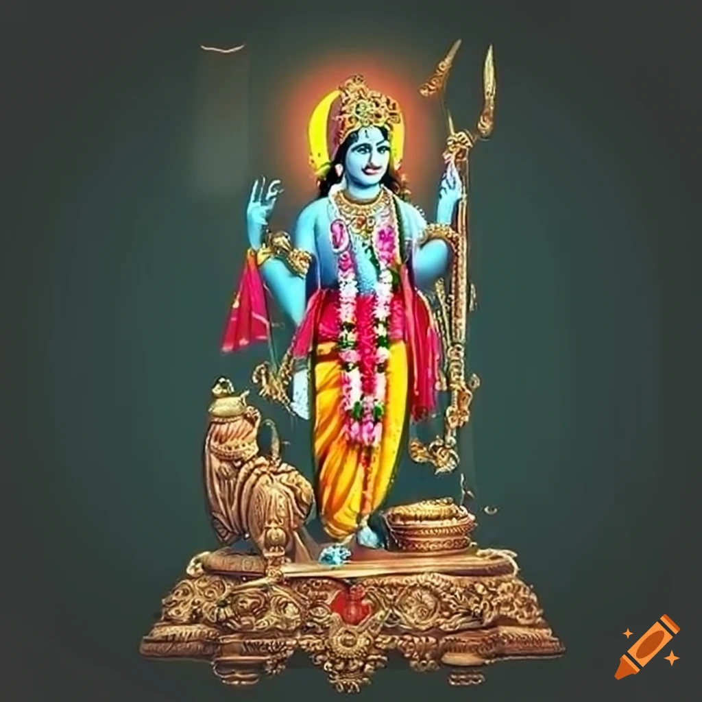 Hindu god shree ram ji seated on a throne on Craiyon