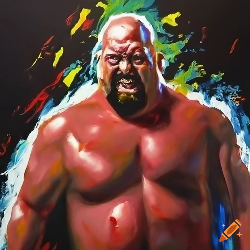 Expert oil painting of wwf attitude era the big show on Craiyon
