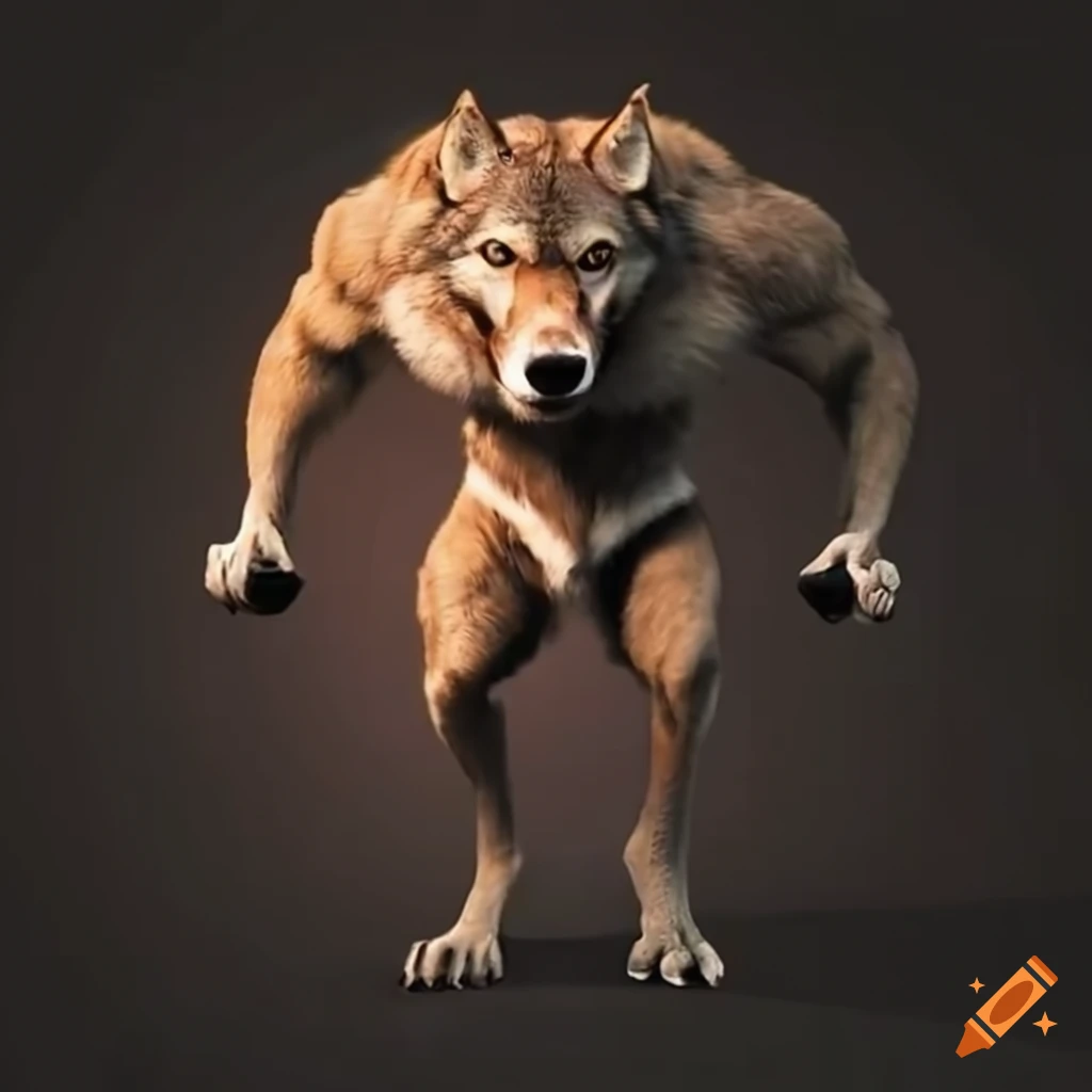 Majestic wolf showcasing jawline in spotlight amid darkness on Craiyon