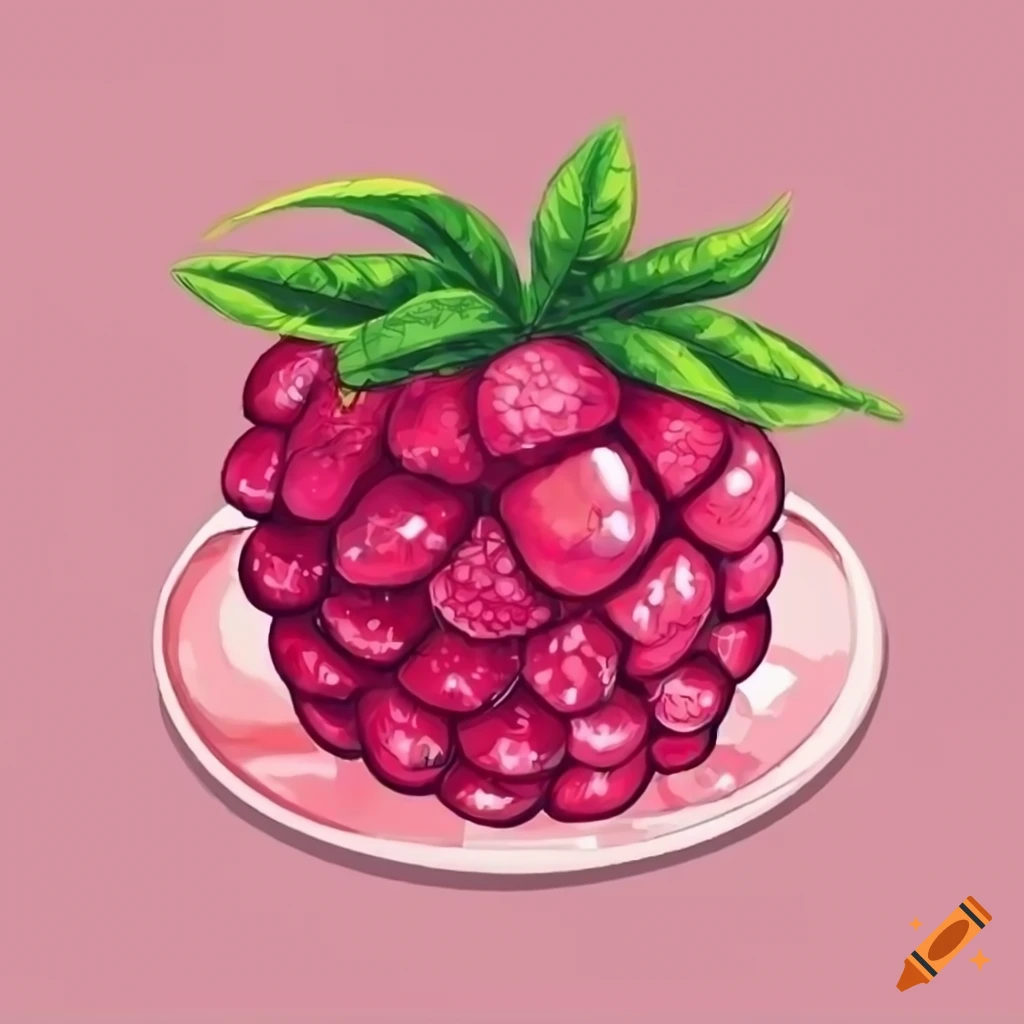 Colorful raspberry in anime food style on Craiyon