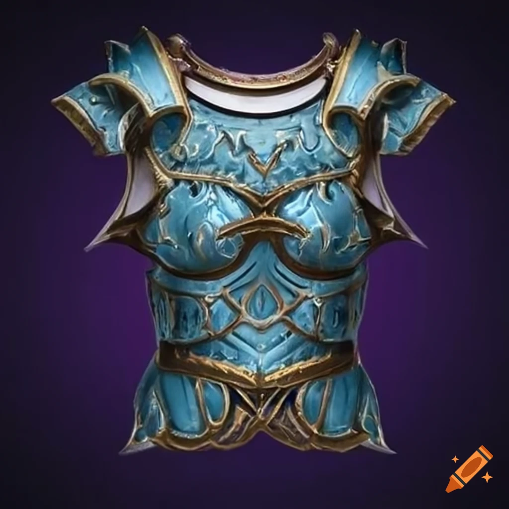 Front view of adorned magic armor on Craiyon