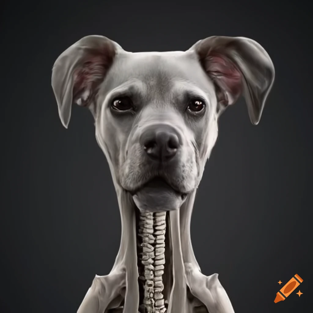 Dog with bones visible in its body on Craiyon