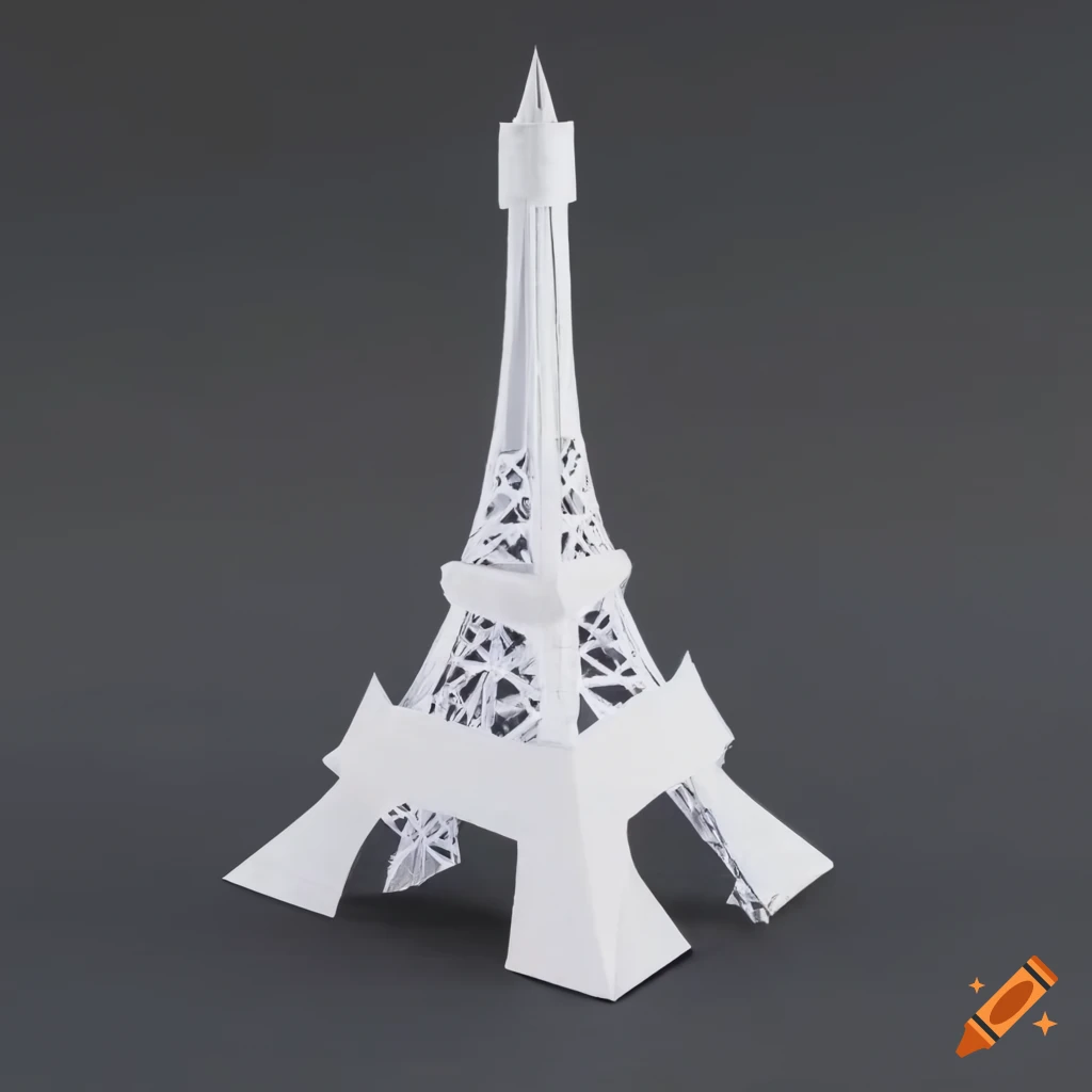 City with eiffel tower made of origami, paper art on Craiyon