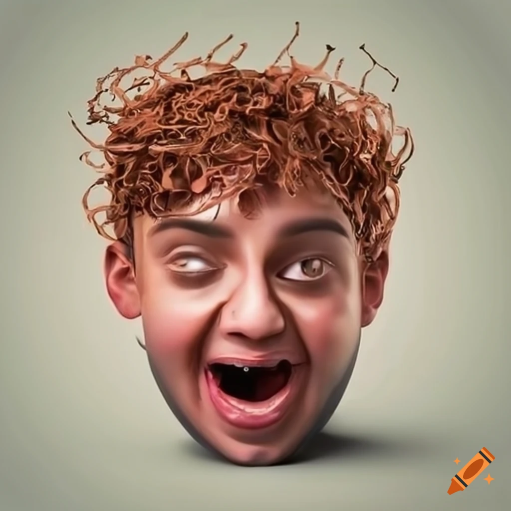 Funny profile image with many things and a person on Craiyon