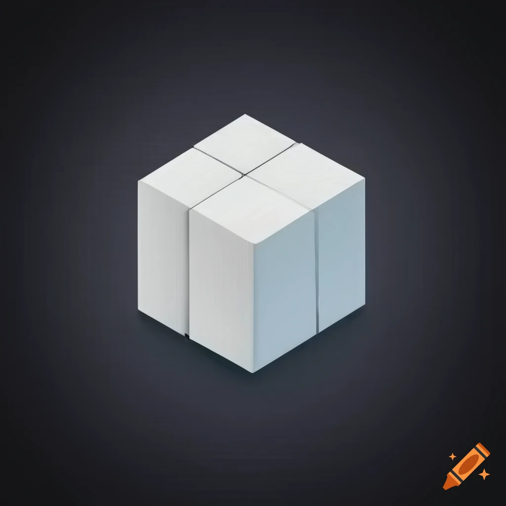 White cube in rotation motion with blueprint style on Craiyon