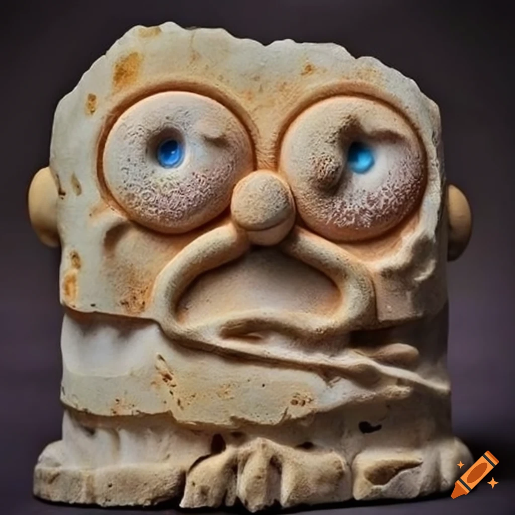 Ancient carvings depicting modern cartoon characters as gods on Craiyon