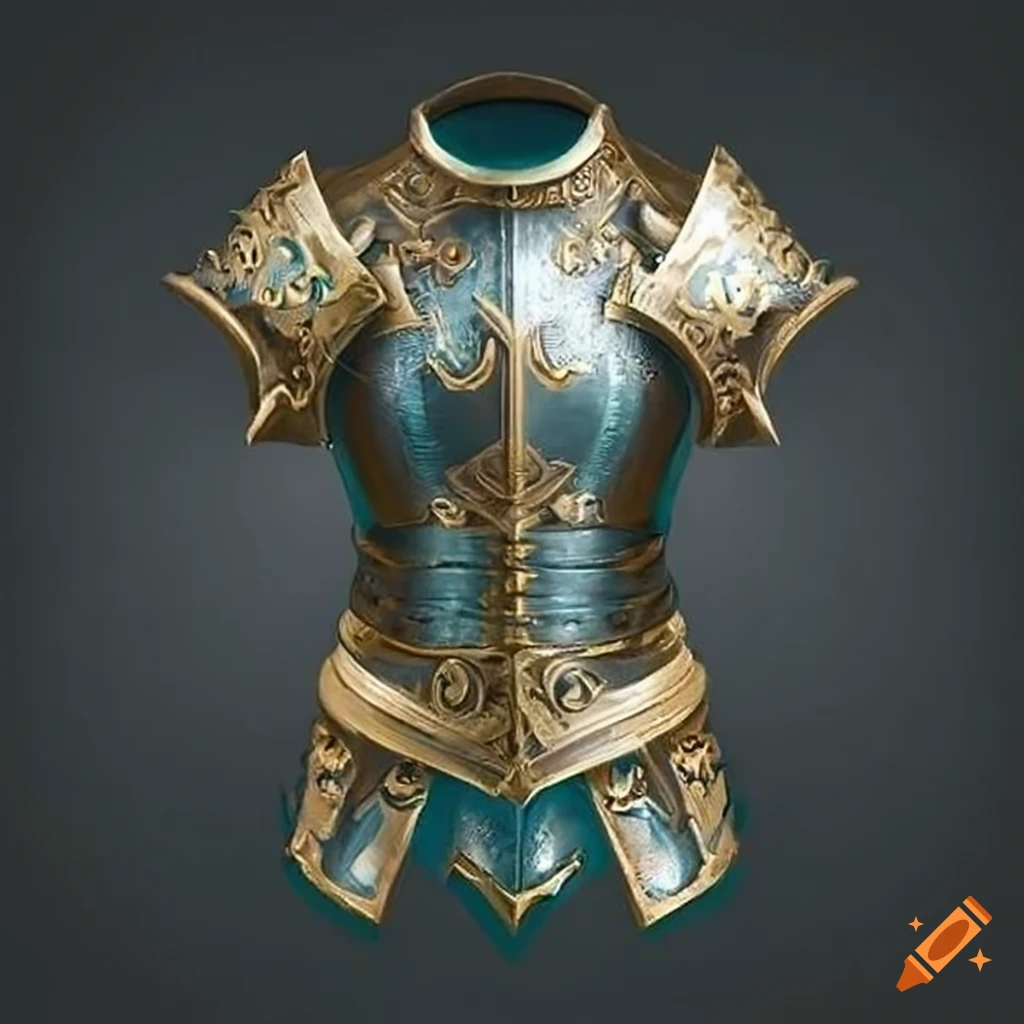 Front view of adorned magic armor on Craiyon