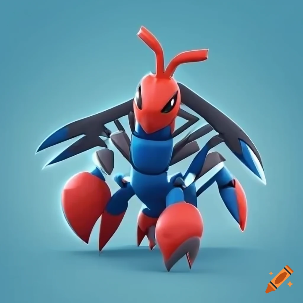 Water and fire type scorpion lobster pokemon in 3d style on Craiyon