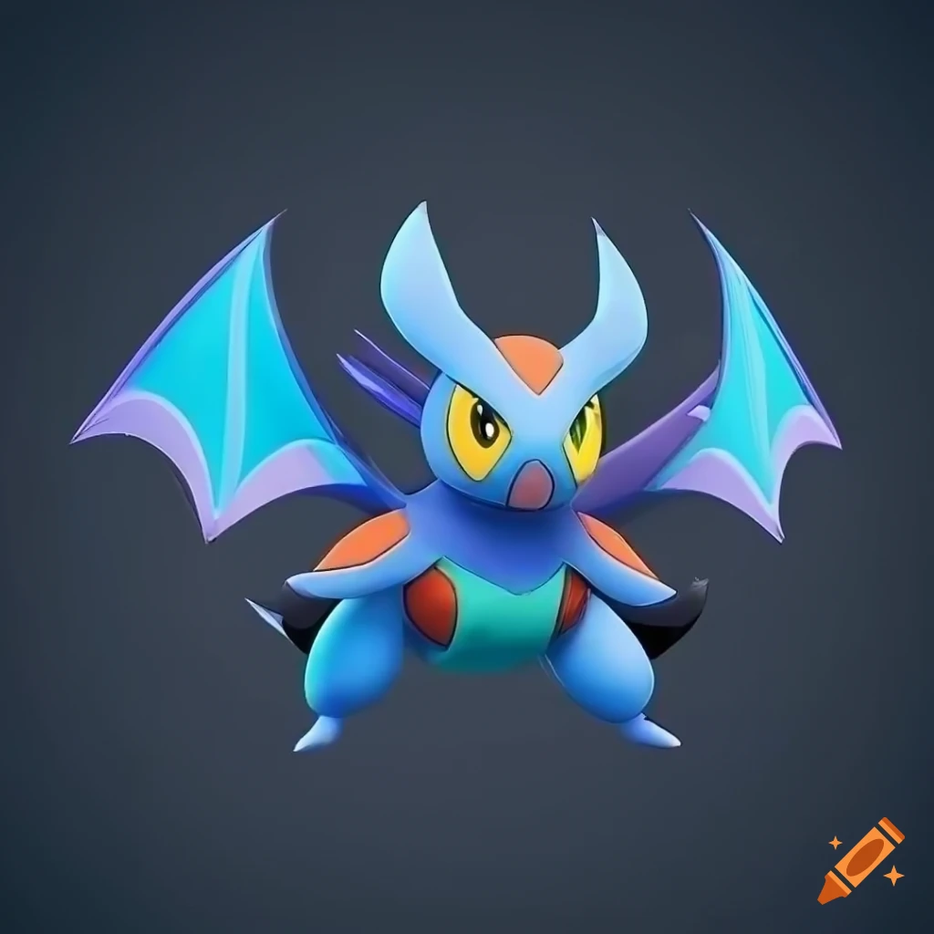 Poison and flying-type pokemon with spider-like appearance, bat wings ...