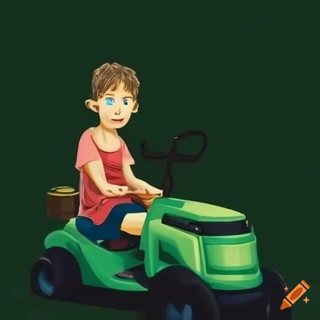 Person riding a lawn mower on Craiyon