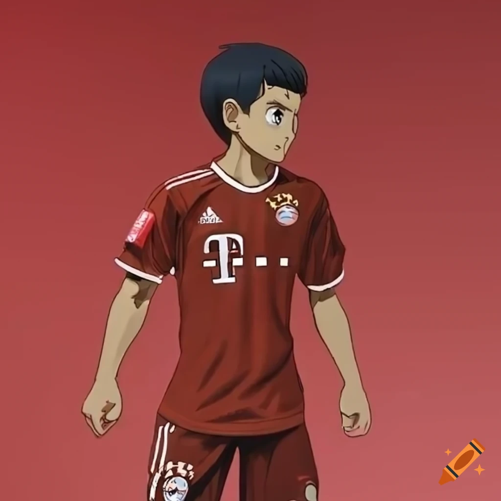Anime footballer in fc bayern munich jersey on Craiyon