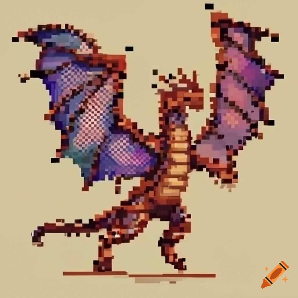 Realistic pixel art dragon on Craiyon