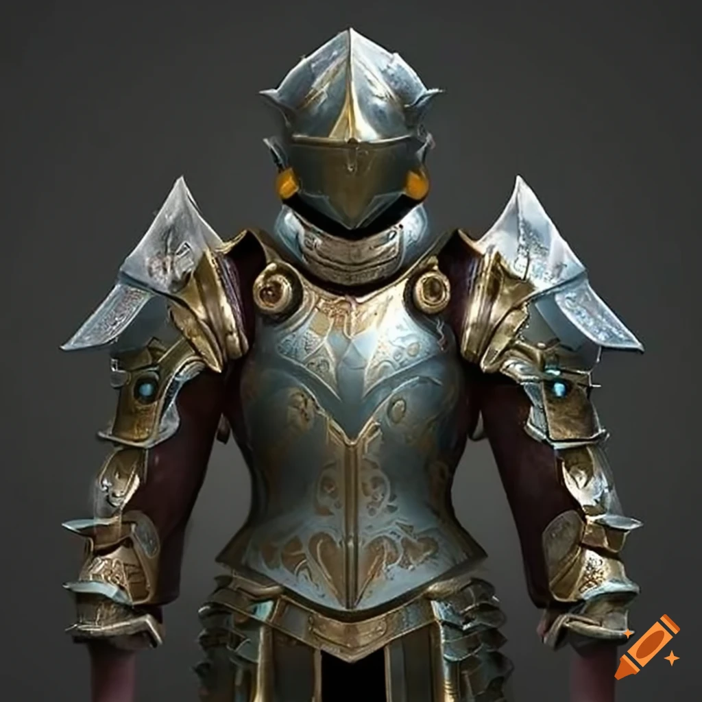 Front view of adorned magic armor on Craiyon