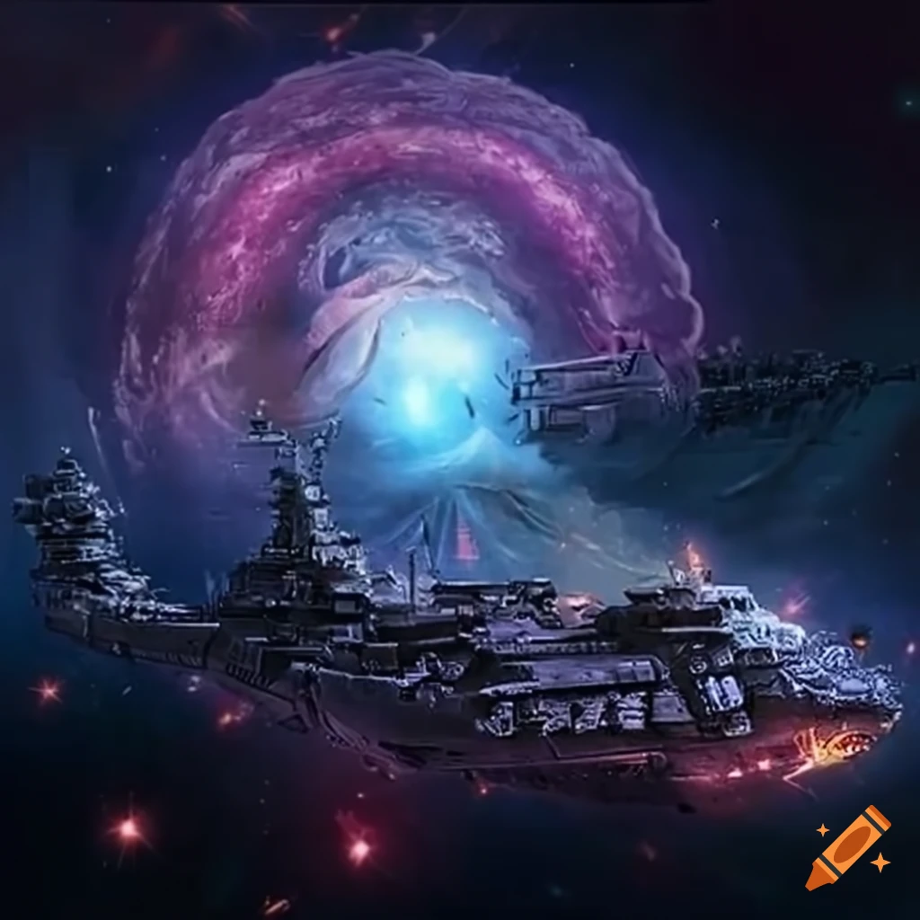 The imperial requiem, colossal space battleship combating cosmic ...