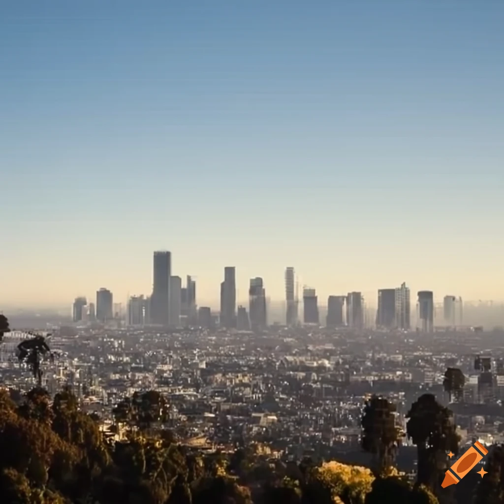 Los angeles skyline in the distance on Craiyon
