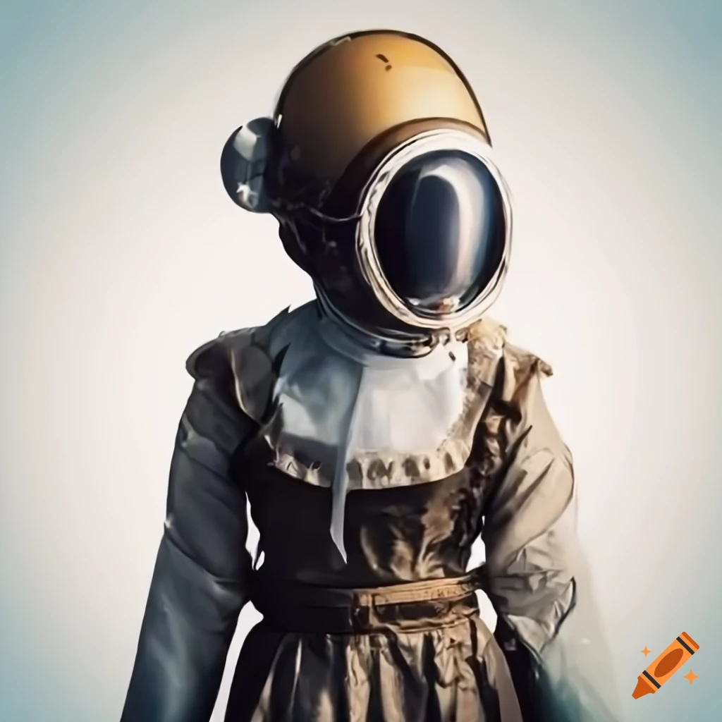 Tall insect nun in a space suit with victorian-era children in insect ...