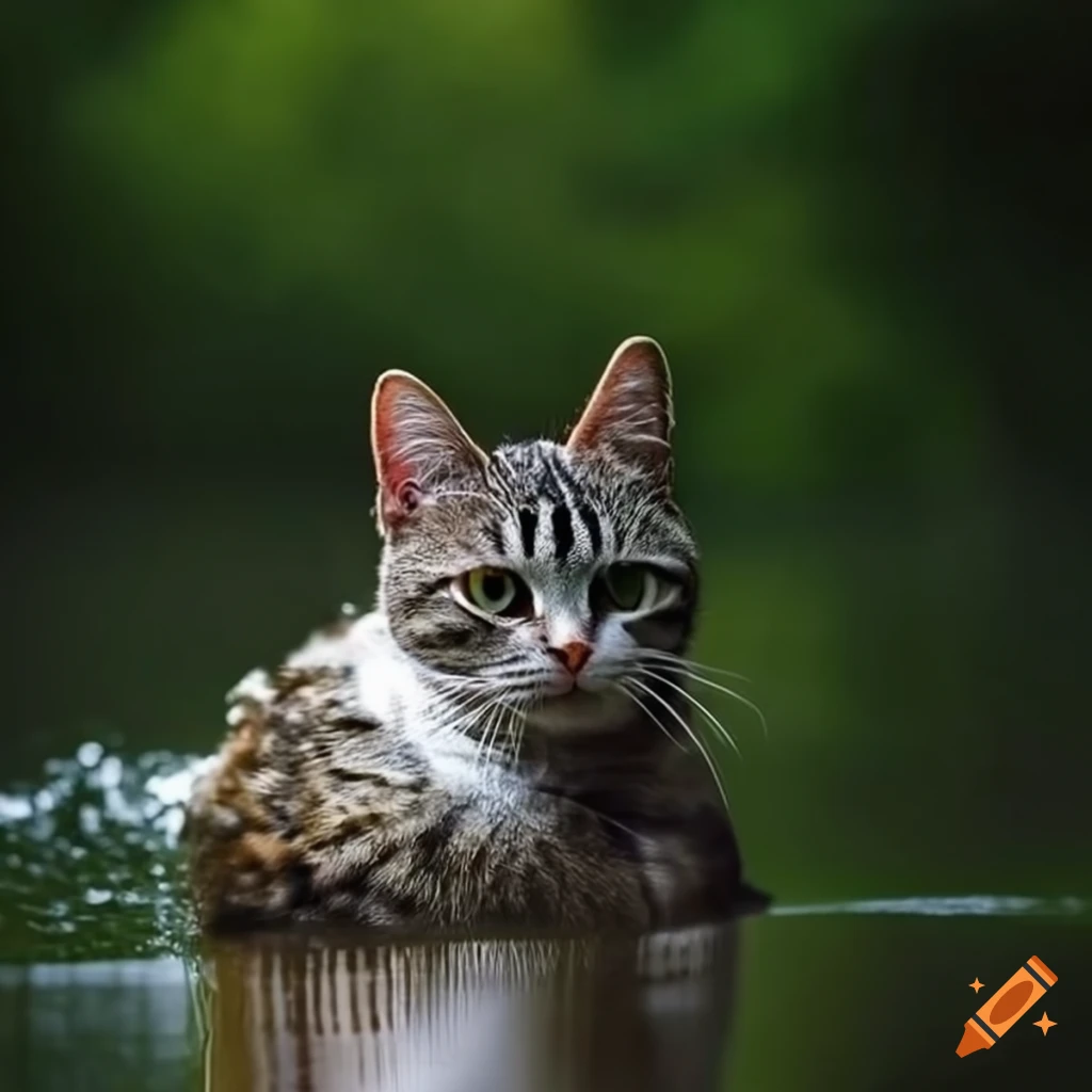 Cat in water on Craiyon