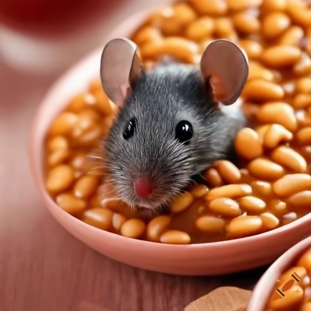 Mouse with baked beans on Craiyon