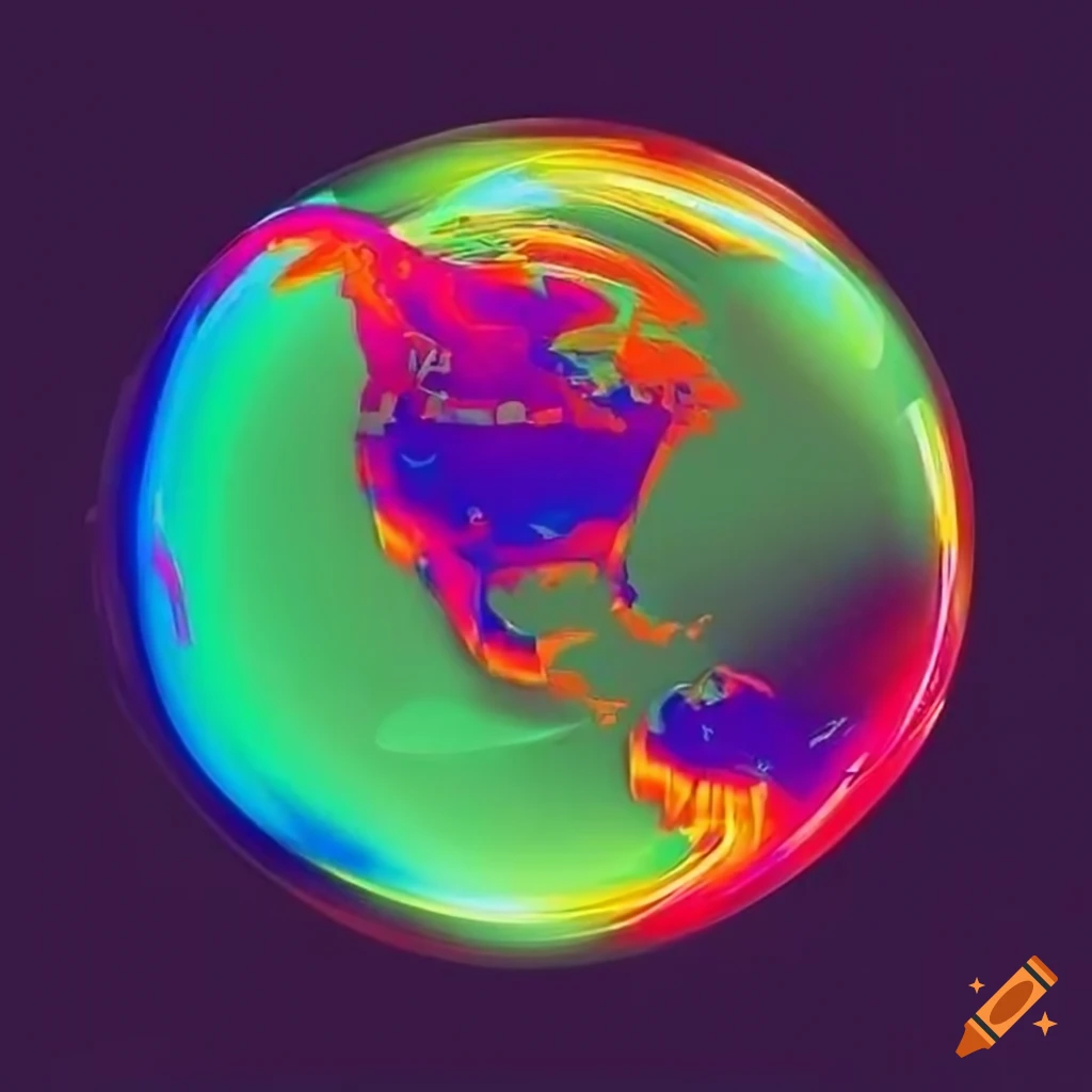 Futuristic neon-colored abstract globe logo design on Craiyon