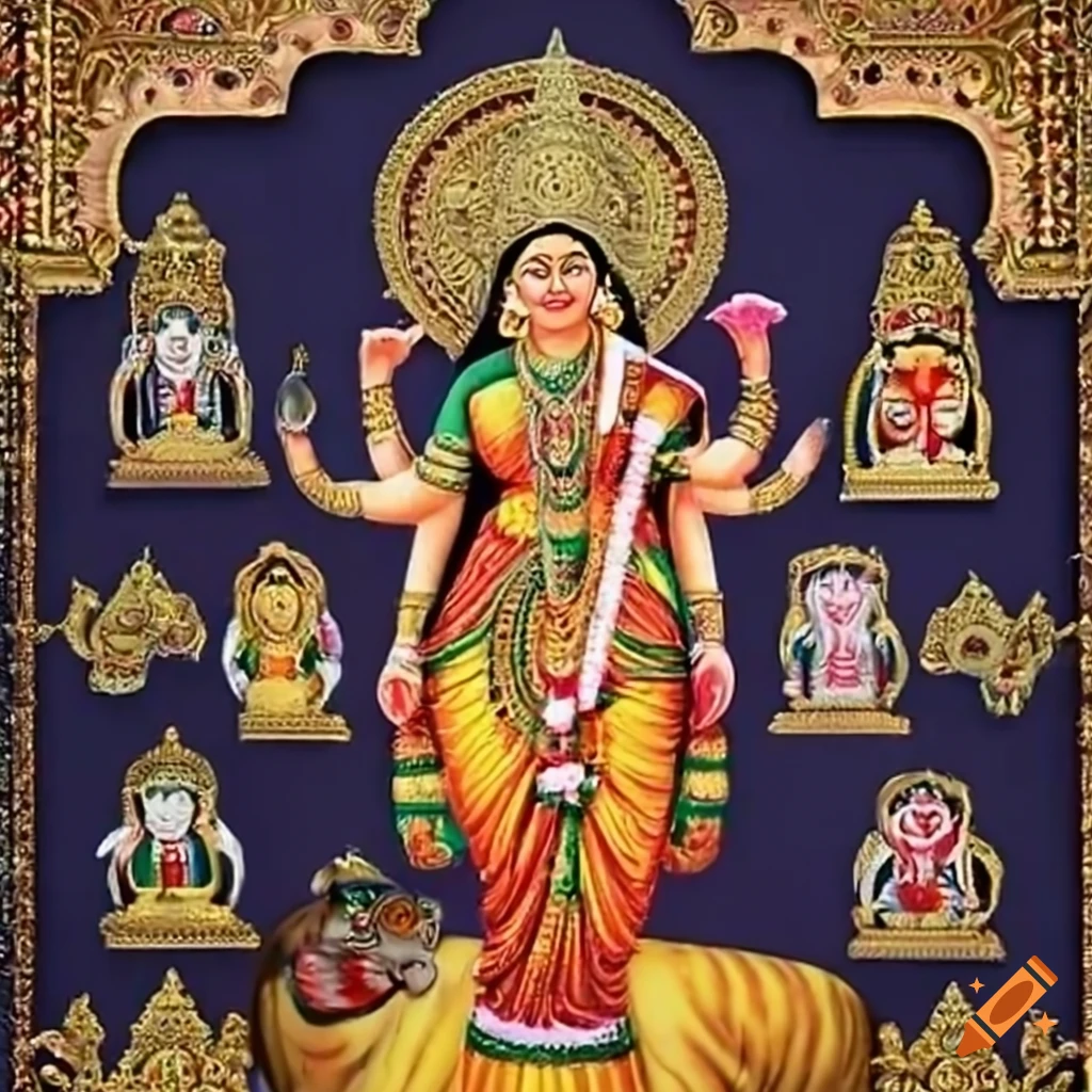 Nine forms of maa durga in one frame on Craiyon