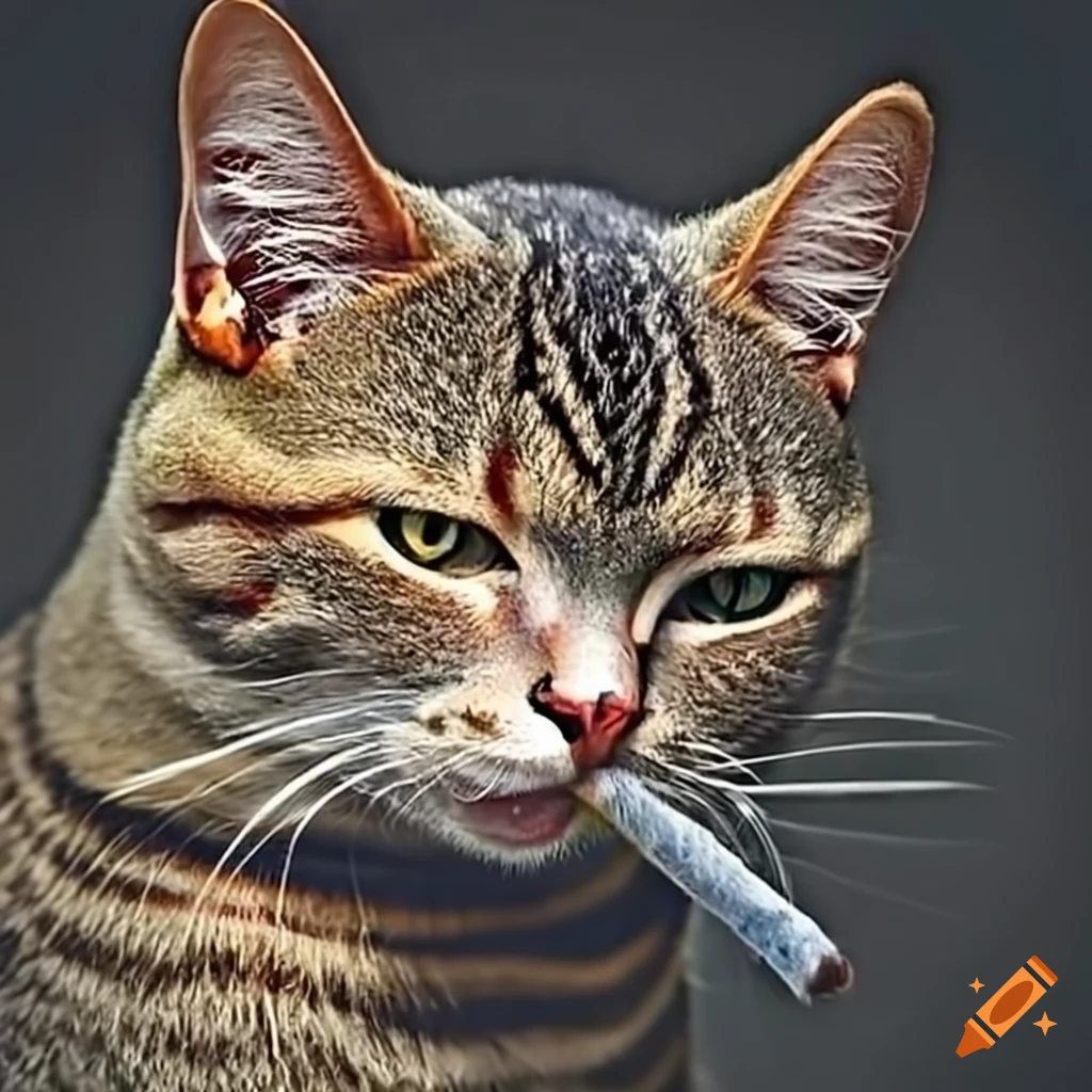 Cat smoking a joint on Craiyon
