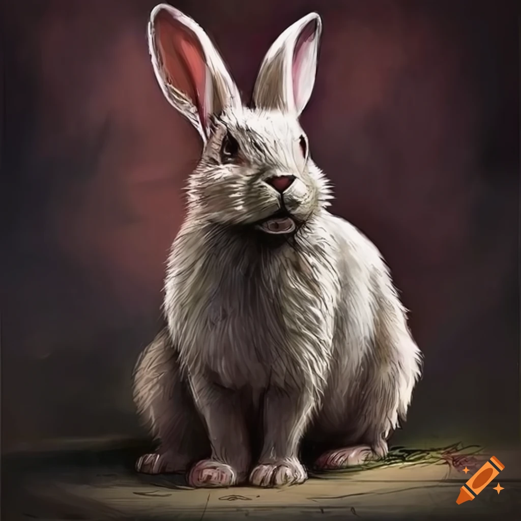 Realistic comic art of a majestically standing bunny on Craiyon
