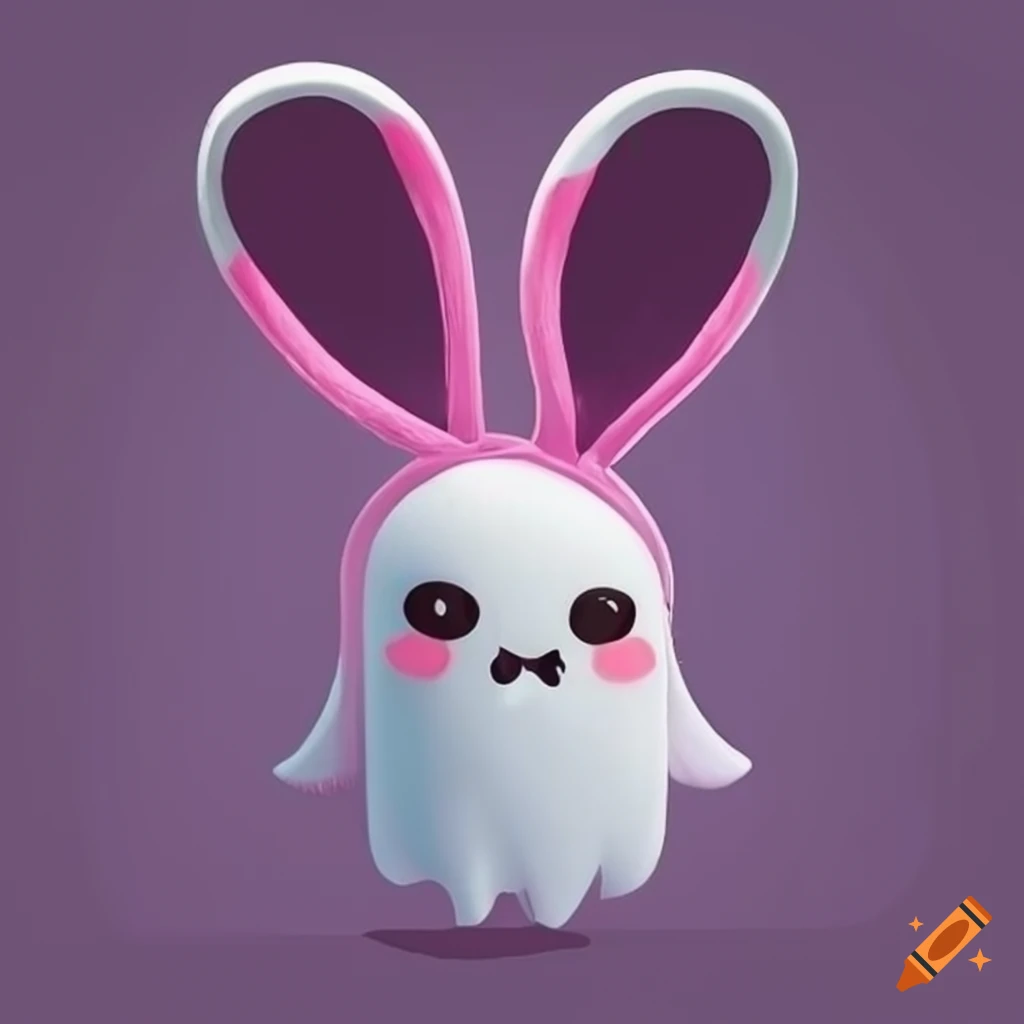 Cute ghost with bunny ears on Craiyon