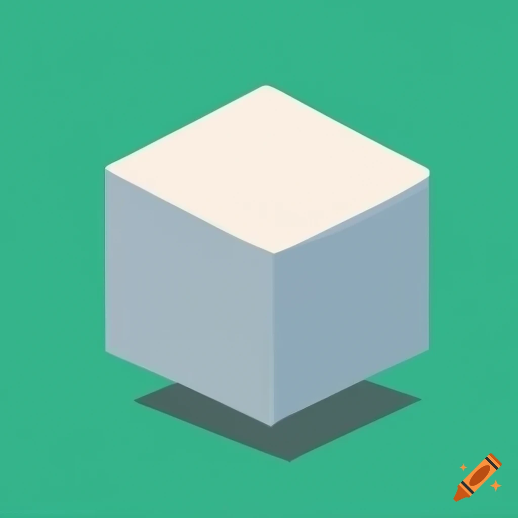 Hand-drawn rotating white cube in cartoon style on Craiyon