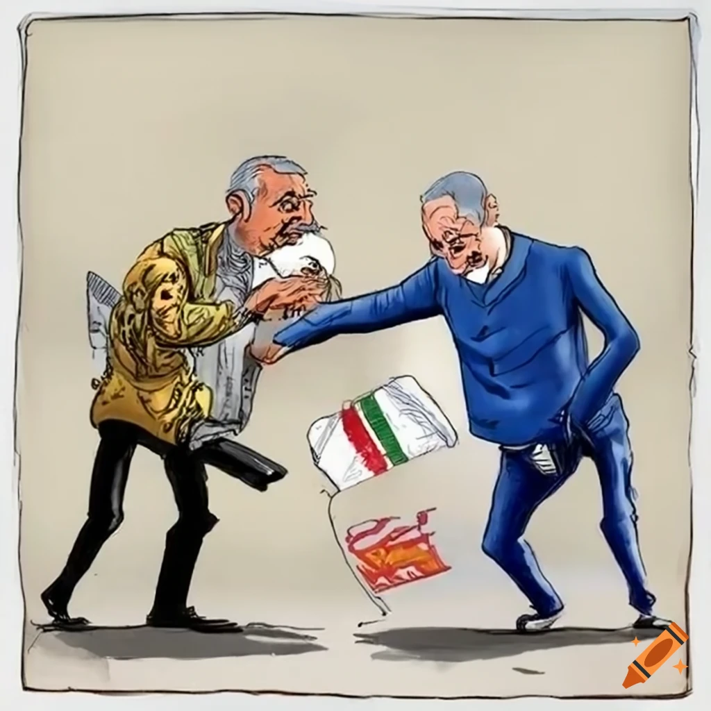 Satirical political cartoon on diplomatic tensions between iran and ...
