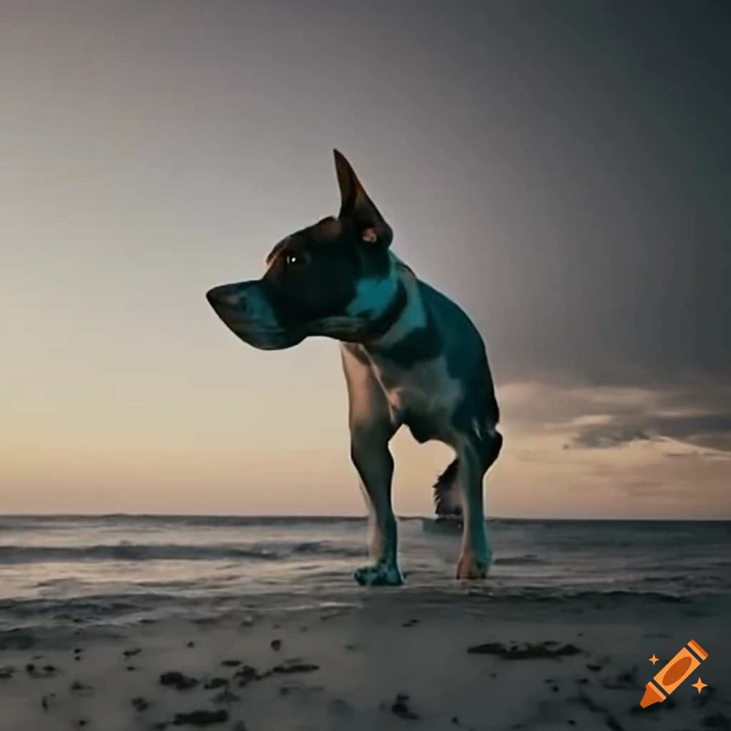 Sea with flying dogs on Craiyon