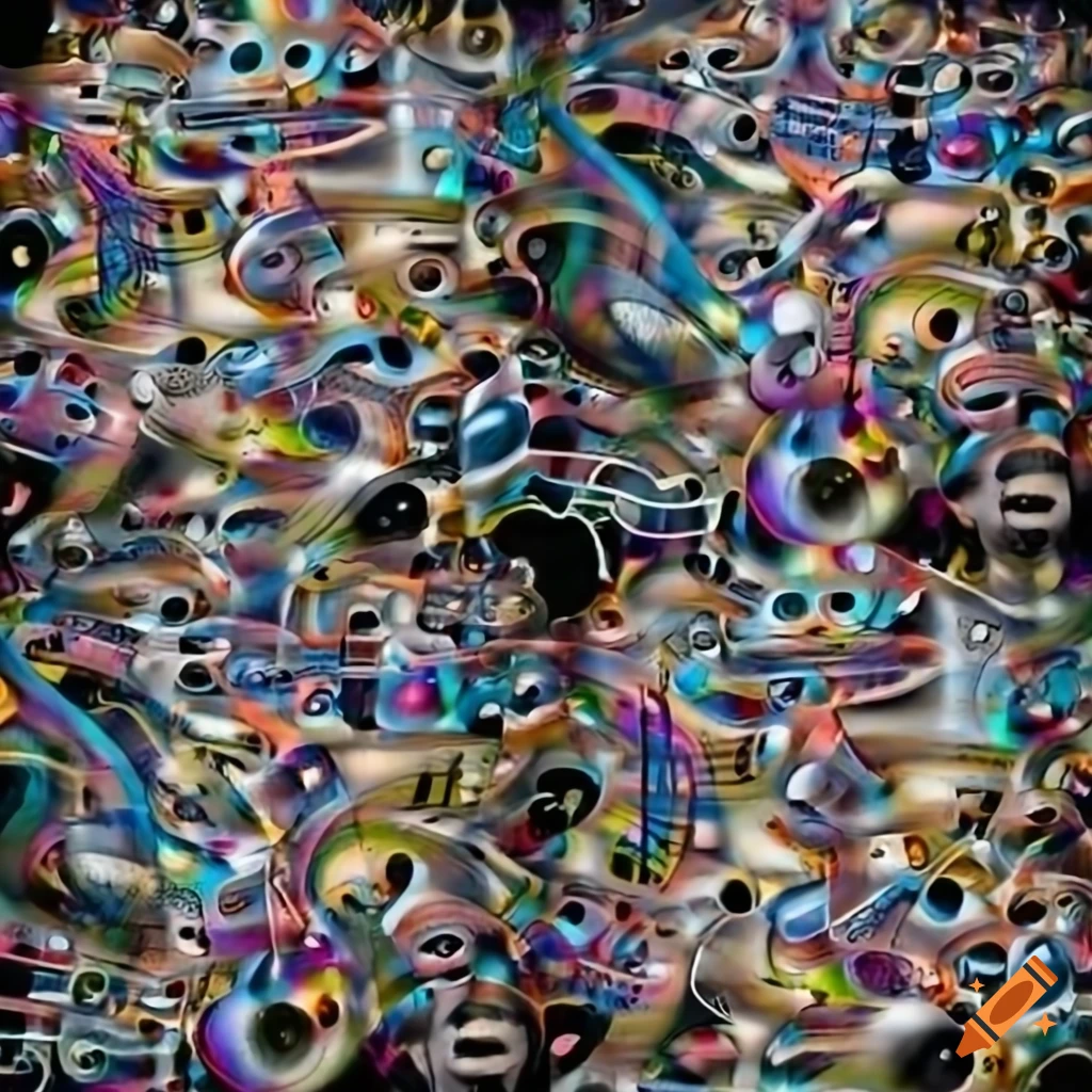 Music notes collage forming a face on Craiyon