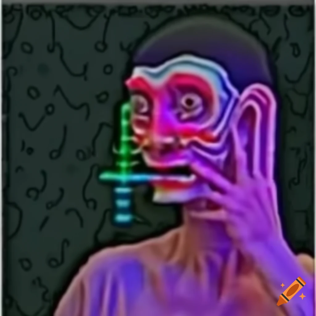 Surreal man meme with weirdcore aesthetic on Craiyon