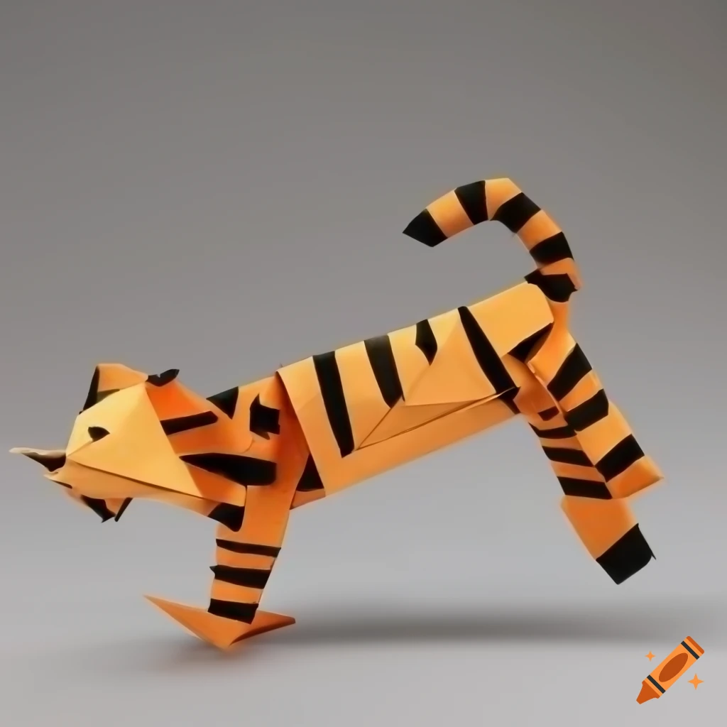 Origami hobbes jumping with poplar background on Craiyon