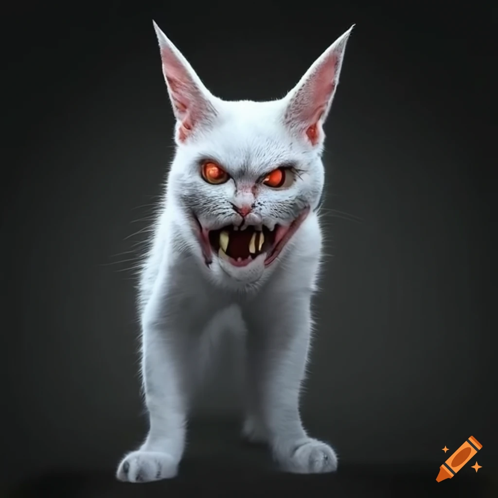 Angry monster white cat on Craiyon