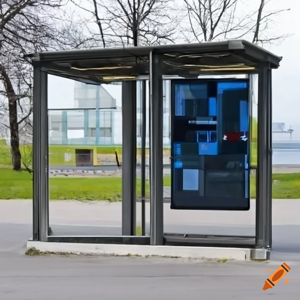 Bus stop with screen display on Craiyon