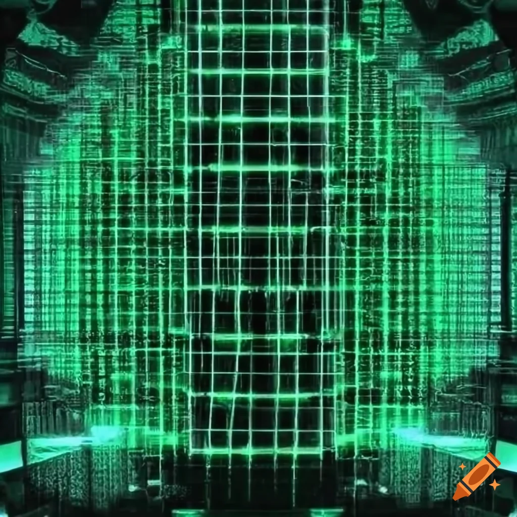 Matrix grid in neon green on Craiyon