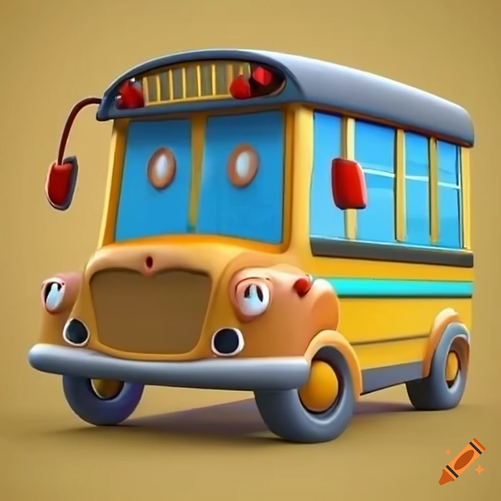 3d cartoon school bus on Craiyon