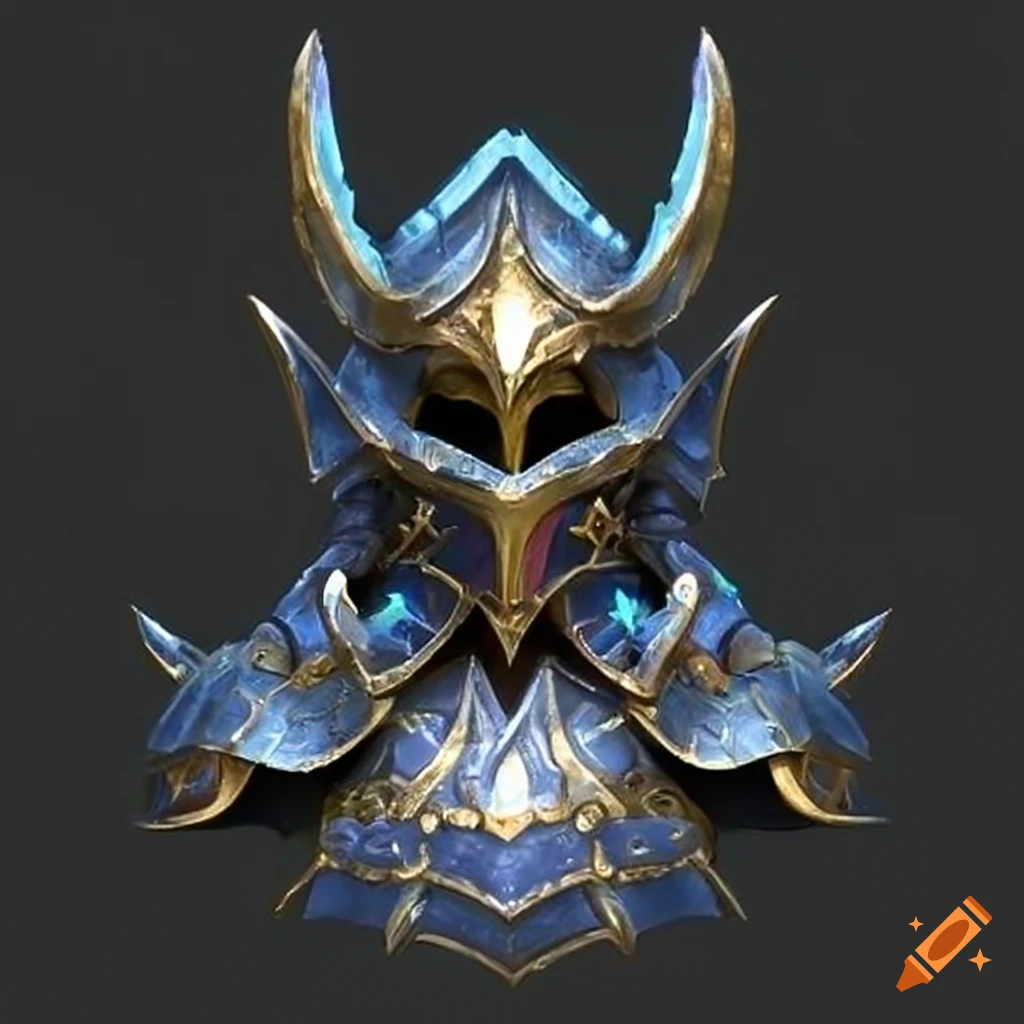 Front view of adorned magic armor on Craiyon