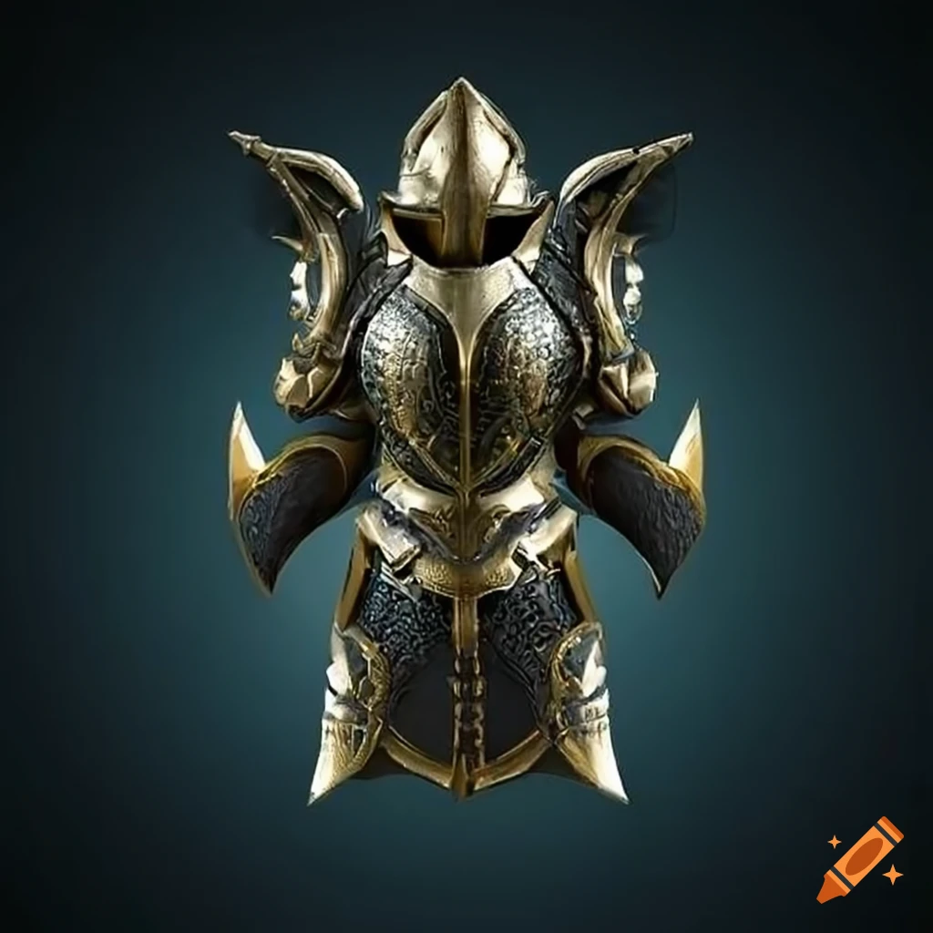 Front view of adorned magic armor on Craiyon
