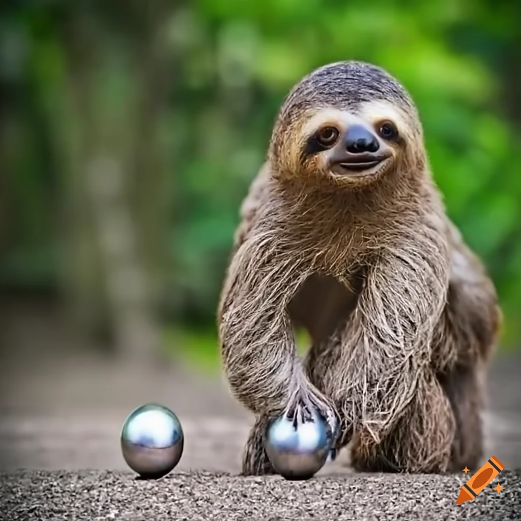 Sloth playing petanque on Craiyon