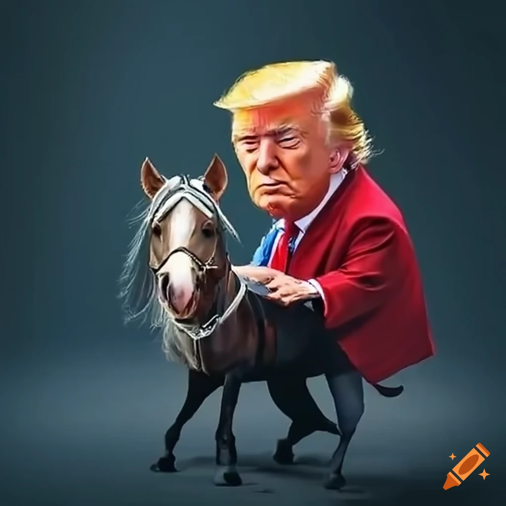 Donald trump riding a pony on Craiyon